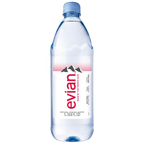 evian Natural Spring Water, PH Balanced with Natural Electrolytes, 33.8fl oz./1L Bottles (pack of 12)