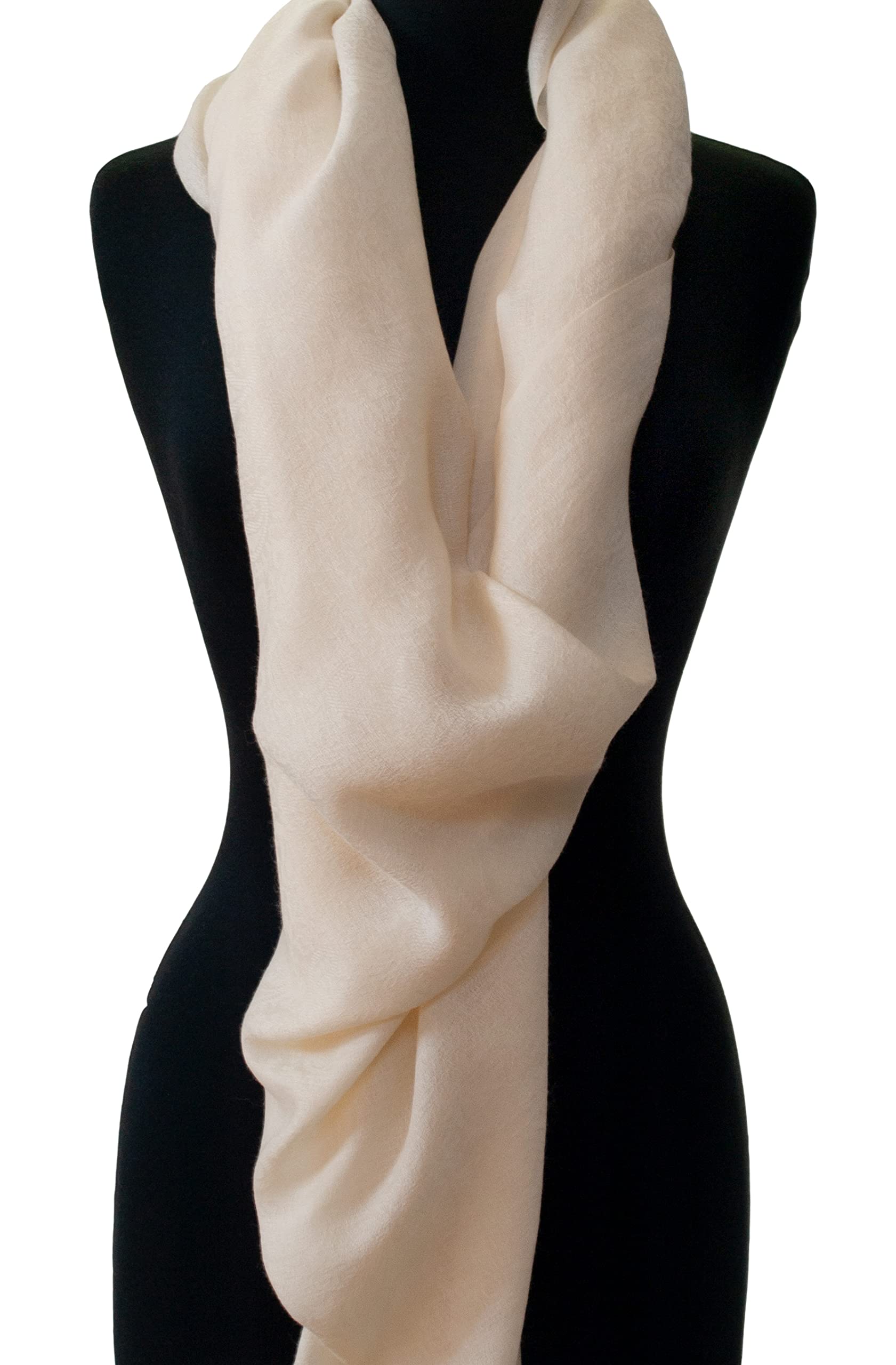 HERITAGE TRADING Extra Large Soft Wool Jamavar Shawl White-on-White Paisley Bridal Pashmina 100"x52"
