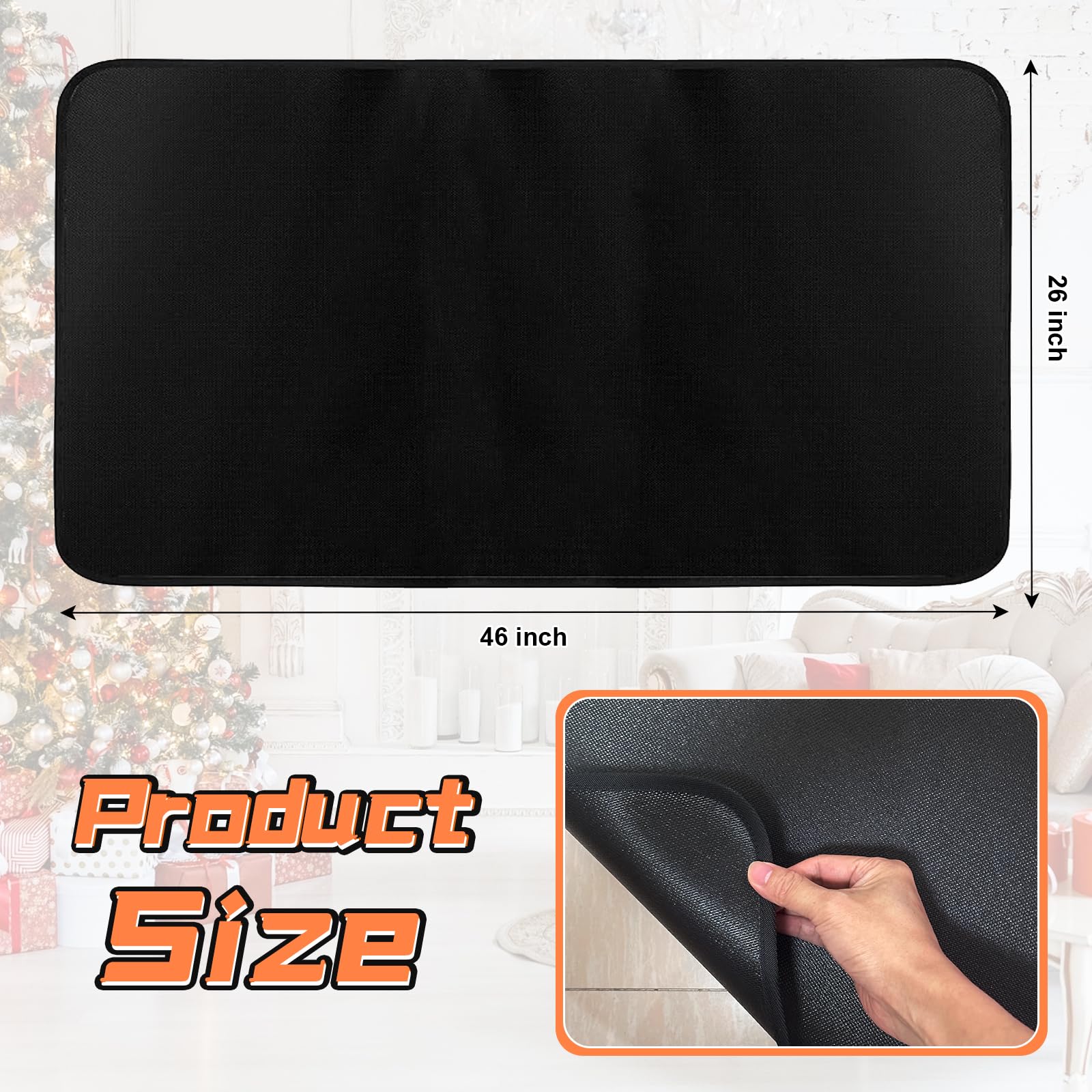 Hearth Rugs Fireproof, Fireplace Rug, Fireplace Mat, Fireplace Rugs Fire Resistant, 46" x26β, Heated Floor Mat for Outdoor Grills, Fire Pits, Smokers, Woodstoves