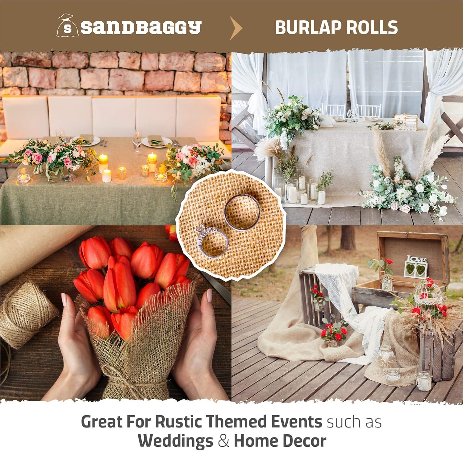 Sandbaggy Burlap Fabric Roll | 1 Roll - 40 inch Width by 300 ft Length | 30% Thicker Than Competition | Constructed from Industrial Grade Burlap Fiber | Great for Home Decor & Weddings, Plant Covers