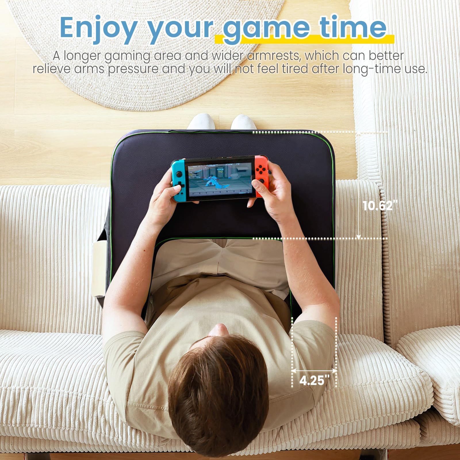 Keduwa Reading Pillow for Gaming,Lap Desk Pillow for Laptop,Arm Rest Pillow for Reading, Working, Crocheting, Playing Steam Deck Switch or Sitting in Bed,Sofa