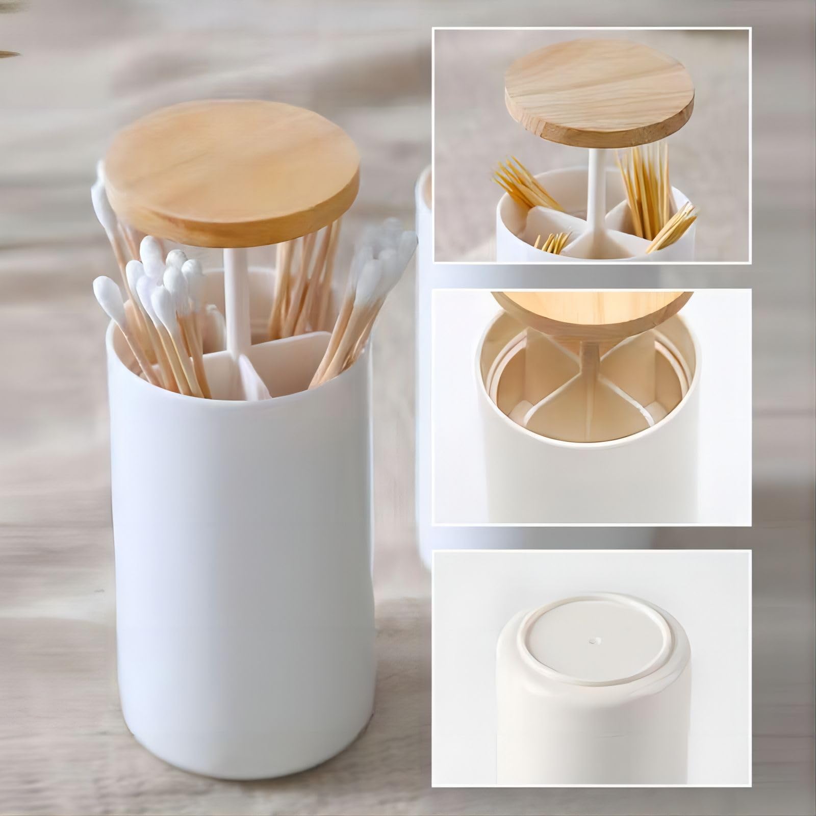 Pop-Up Qtip Holder for Cotton Swabs Qtip Dispenser Bathroom Organizer Bathroom Decor, Cotton Swab Toothpick Holder(2 Pack)