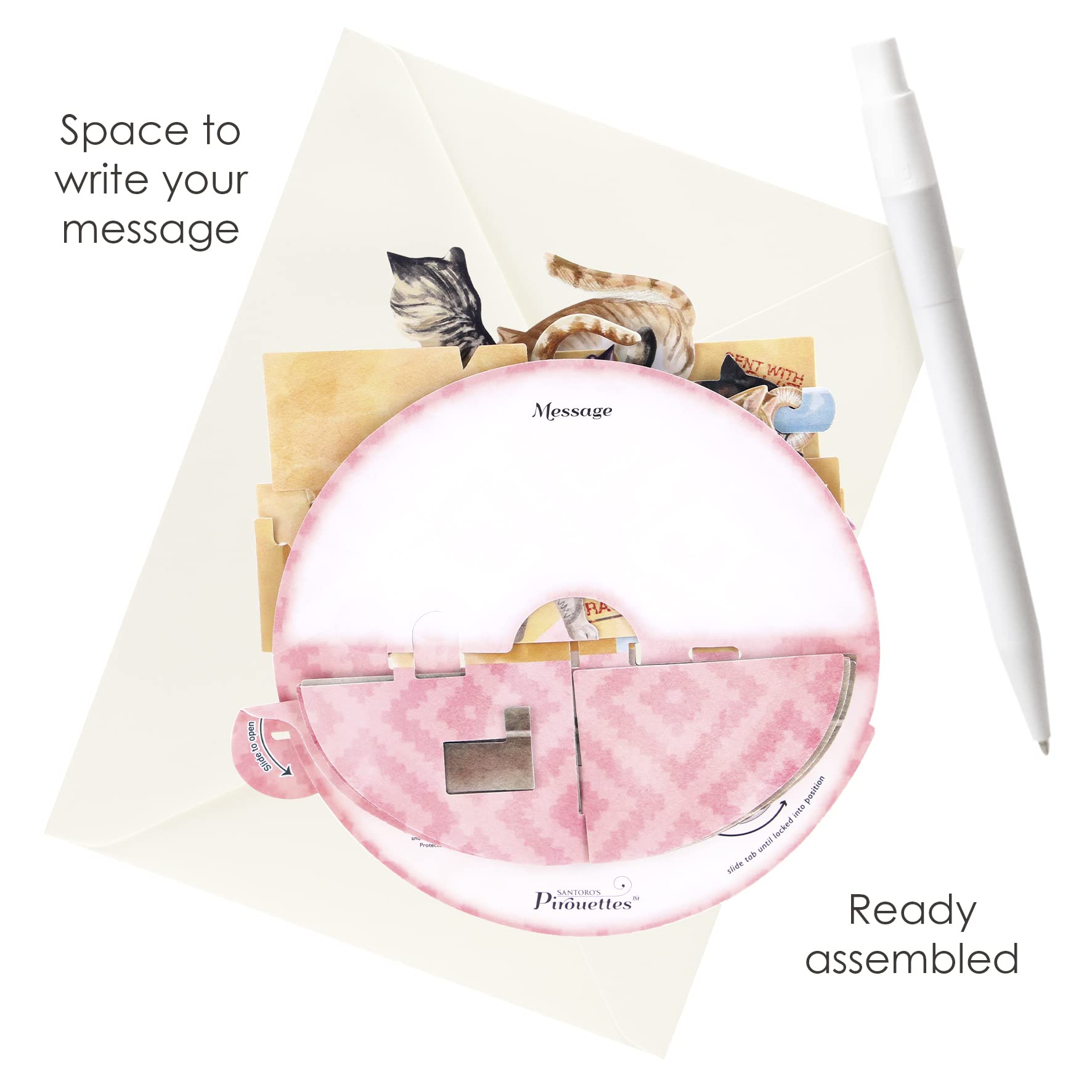 SANTORO Pirouette, 3D Pop Up Greeting Card - Purrrfect Parcel - For Her, For Mum, Mothers Day | Cute Birthday Gifts For Cat Lovers