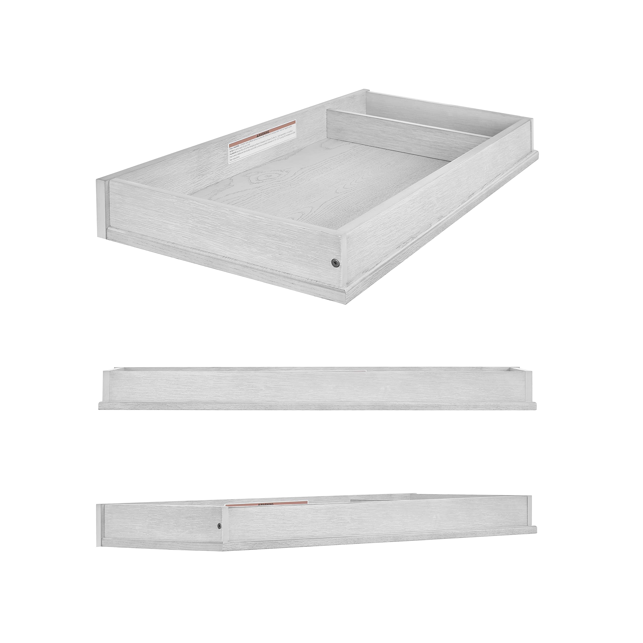 Evolur Modern Changing Tray in Greyhound, Lasting Sturdy Quality, Converts Double Dresser to Changing Station, Made of Hardwood, Has Divided Compartments