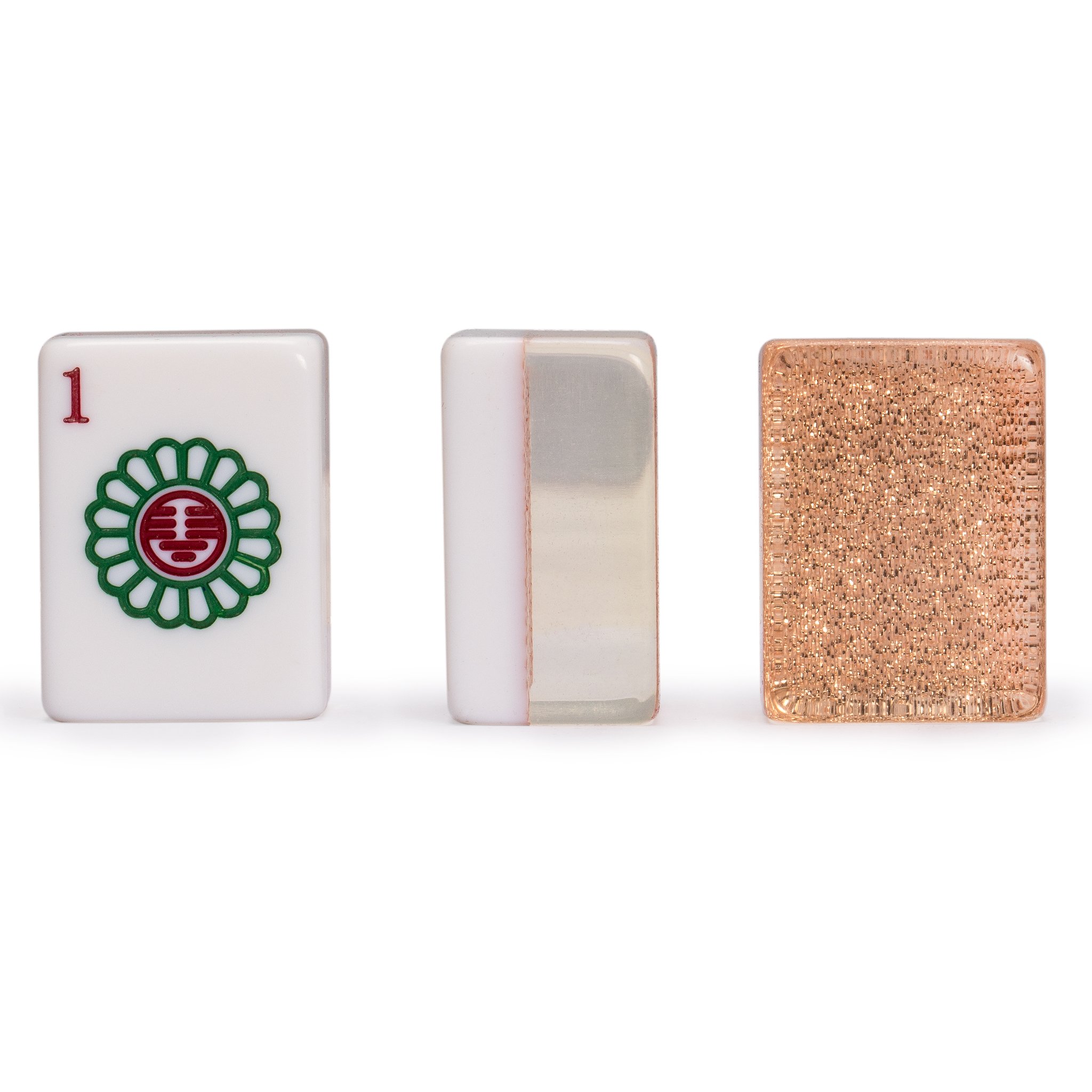 Yellow Mountain Imports Classic Chinese Mahjong Game Set, Champagne Gold - with 148 Medium Size Tiles and a Wooden Case - for Chinese Style Game Play
