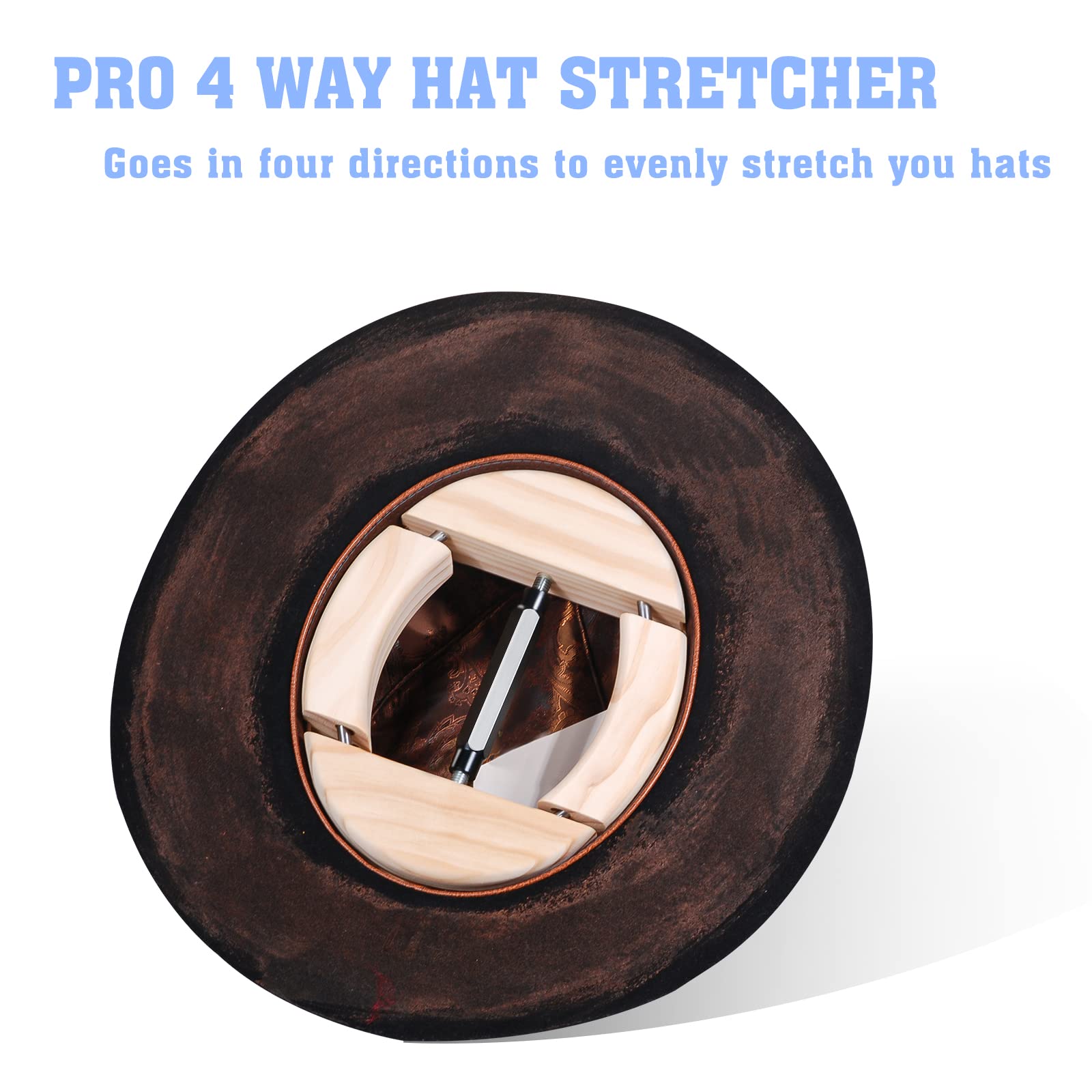 H.Busque Hat Stretcher for Fitted Hats for Cowboy Men Baseball Cap Hat Extender Shaper for Fedoras with Turnbuckle Adjustable Size 7 1/2 to 9 3/4 Black