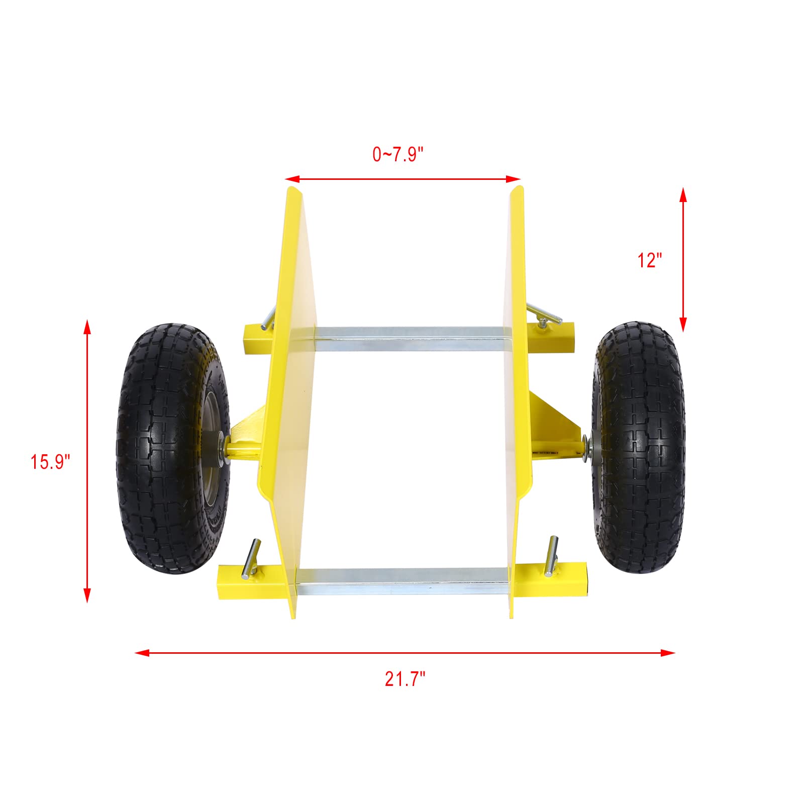 Heavy Duty Panel Dolly, Adjustable Door Dollys with Wheels, 2 8" Pneumatic Wheels 600LBS Load Bearing for Drywall Sheet Heavy Appliance&Material Handling All Terrain Moving Cart Panel Dolly - Yellow
