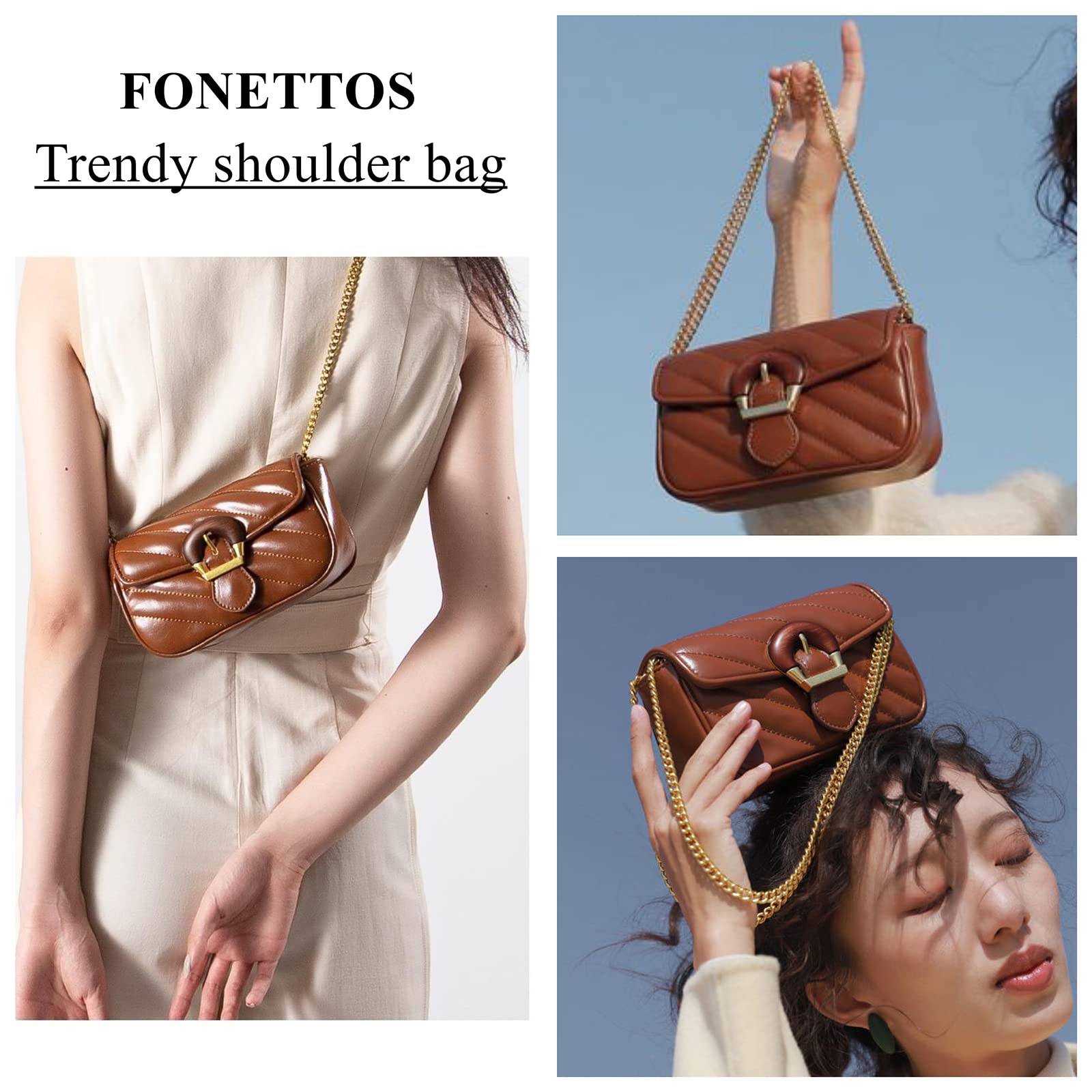 FONETTOS Classic Shoulder Bag, Small Crossbody Purse for Women 90s Retro Mini Clutch Purse Bag