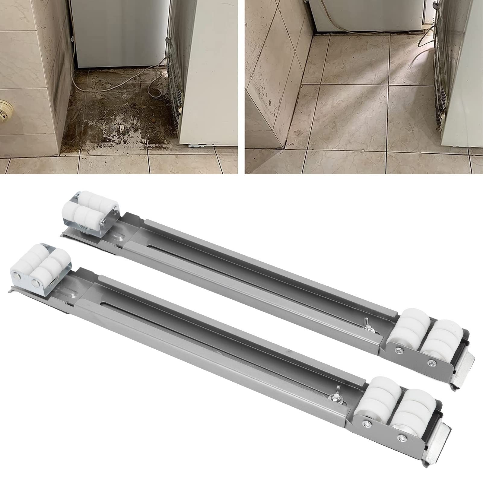 Furniture Dolly Mobile Roller, 300KG Load Bearing Extensible Appliance Roller, Fridge Stand Moving Cart with Adjustable Height Lifting Tool Lever for Washing Machines Refrigerators Dryers (Silver)