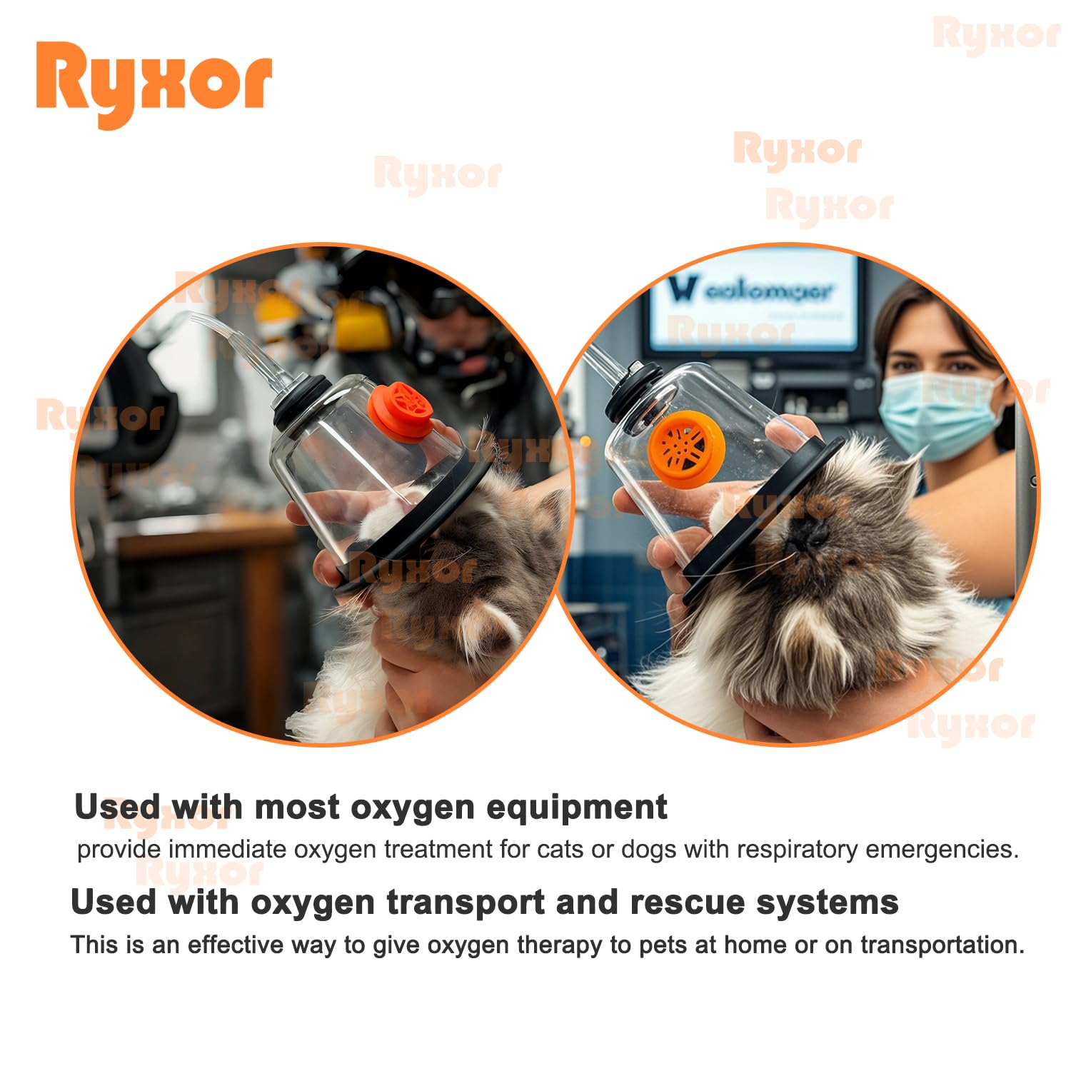 Ryxor Dog Oxygen Mask Set - 5 Sizes, 7 Feet Tubing - Veterinary Designed Breathing Aid for Dogs & Cats - Helps Relieve Breathing Distress from CHF, Tracheal Collapse, Asthma - Vet, EMS, Use(Green)