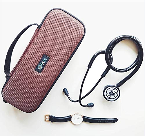 Ryzu Stethoscope Brown Hard Case - Dual Mesh Pockets โ Velvet Lining - Durable - Compatible with Littmann and Most Brands