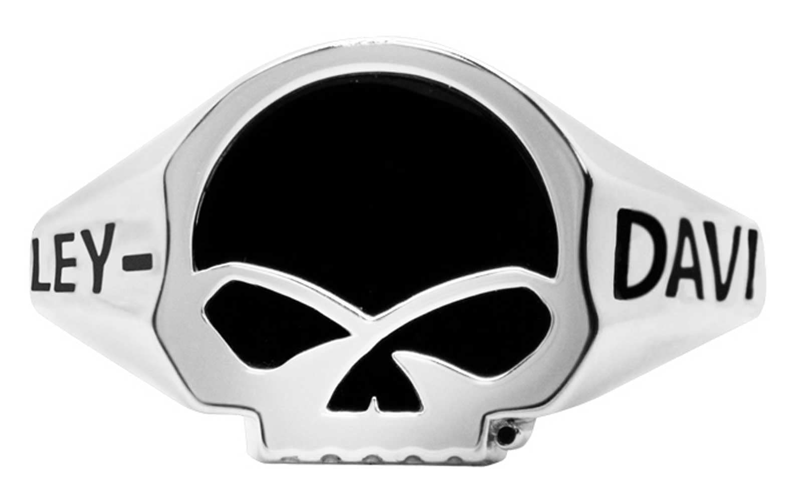 Harley-Davidson Men's Small Onyx Willie G Skull Ring - Sterling Silver (10)