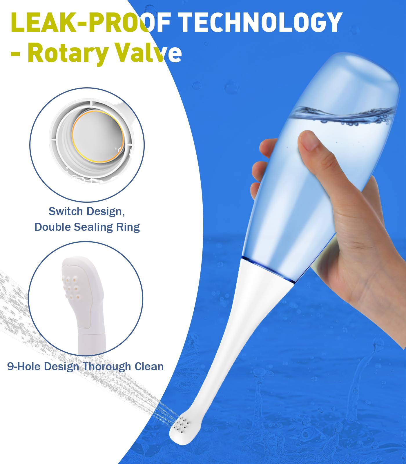 Portable Bidet-Postpartum Care-Peri Bottle for Travel -Portable Bidet 400ml Upside Down, Vaginal Cleaning, Recovery, Hospital Labor and Delivery Essentials - Blue
