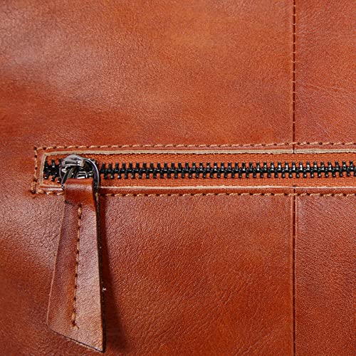 HESHE Womens Vintage Leather Shoulder Handbags Crossbody Bag Satchel Purse (Brown)
