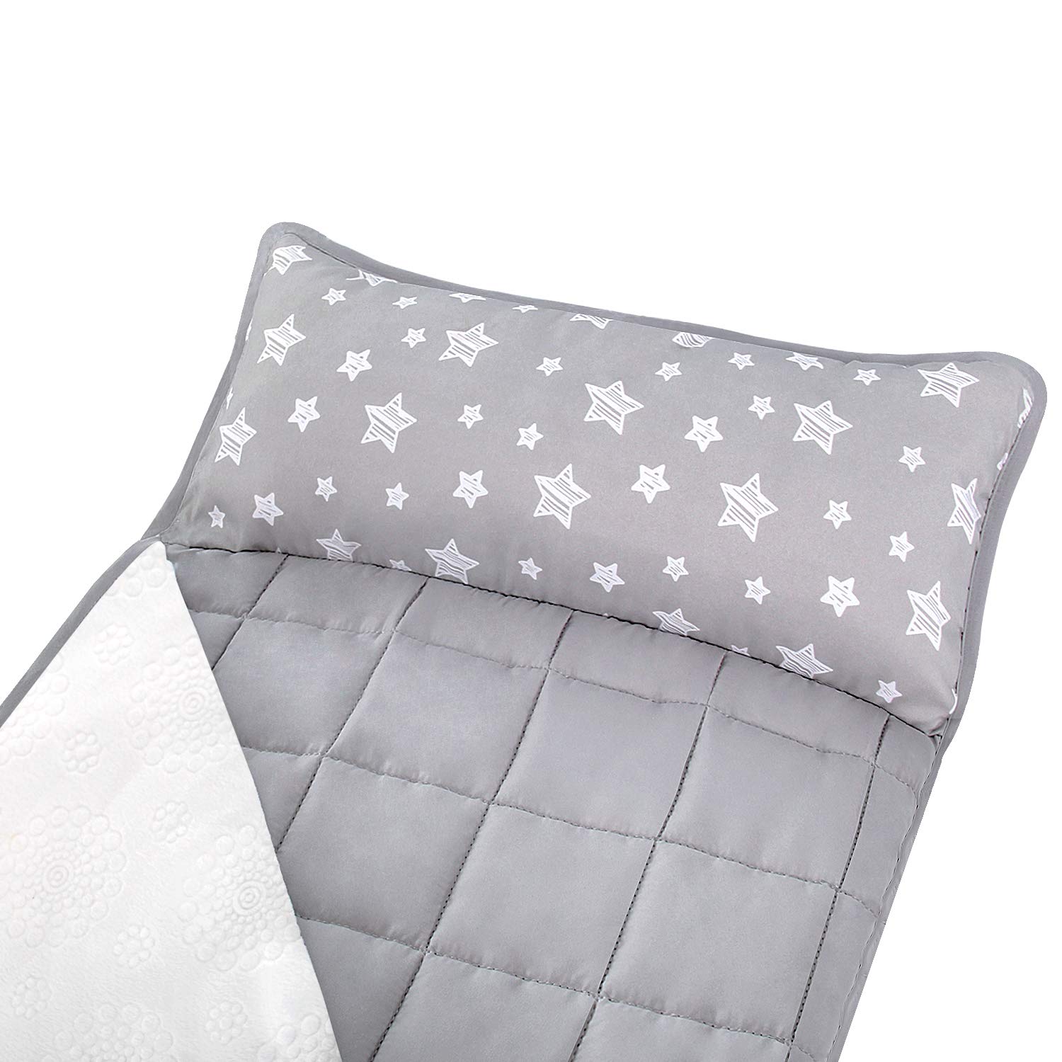 Hexagon Playpen Mat and Toddler Nap Mat with Lovely Grey Star Print