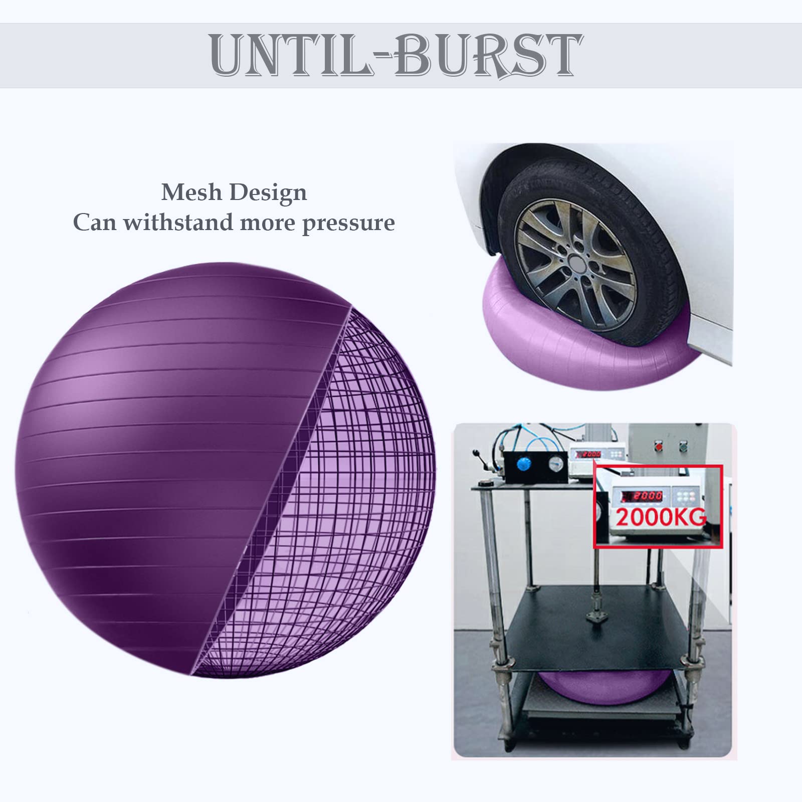 Goonidy PL-0123 purple 45cm Yoga Ball Anti-Burst for Pregnancy Birthing, Excersize with Quick Pump - 45cm PL-0123