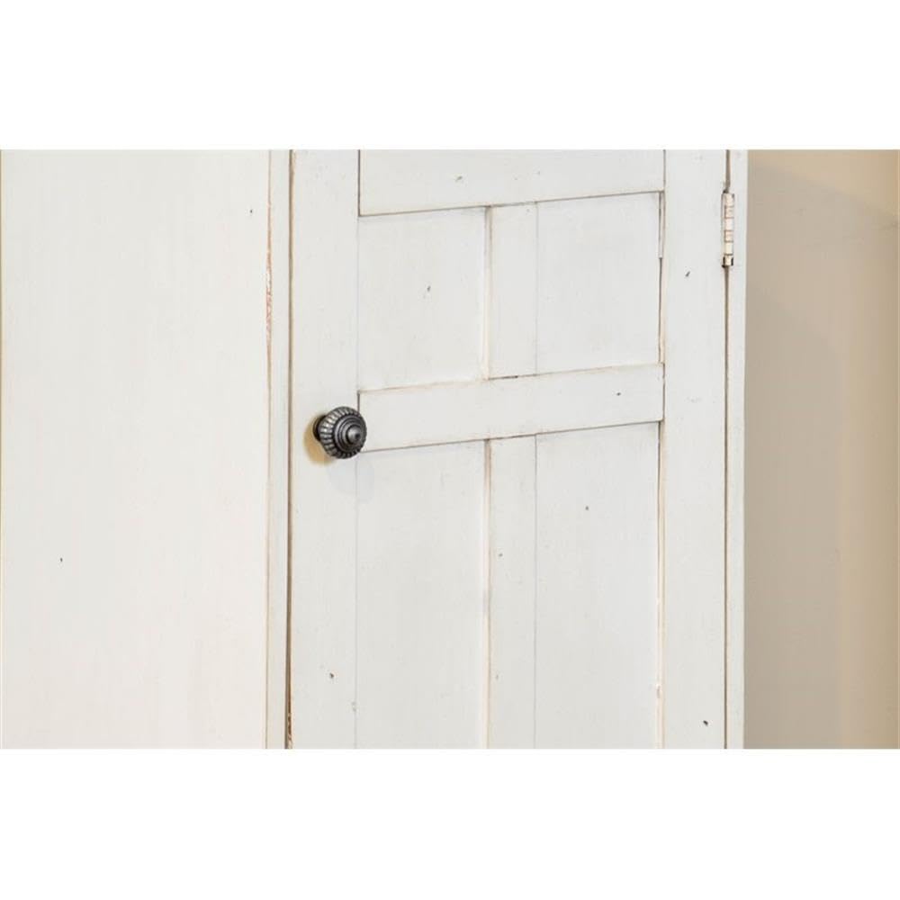 Pemberly Row 16" Farmhouse Wood Trash Box in White/Dark Brown