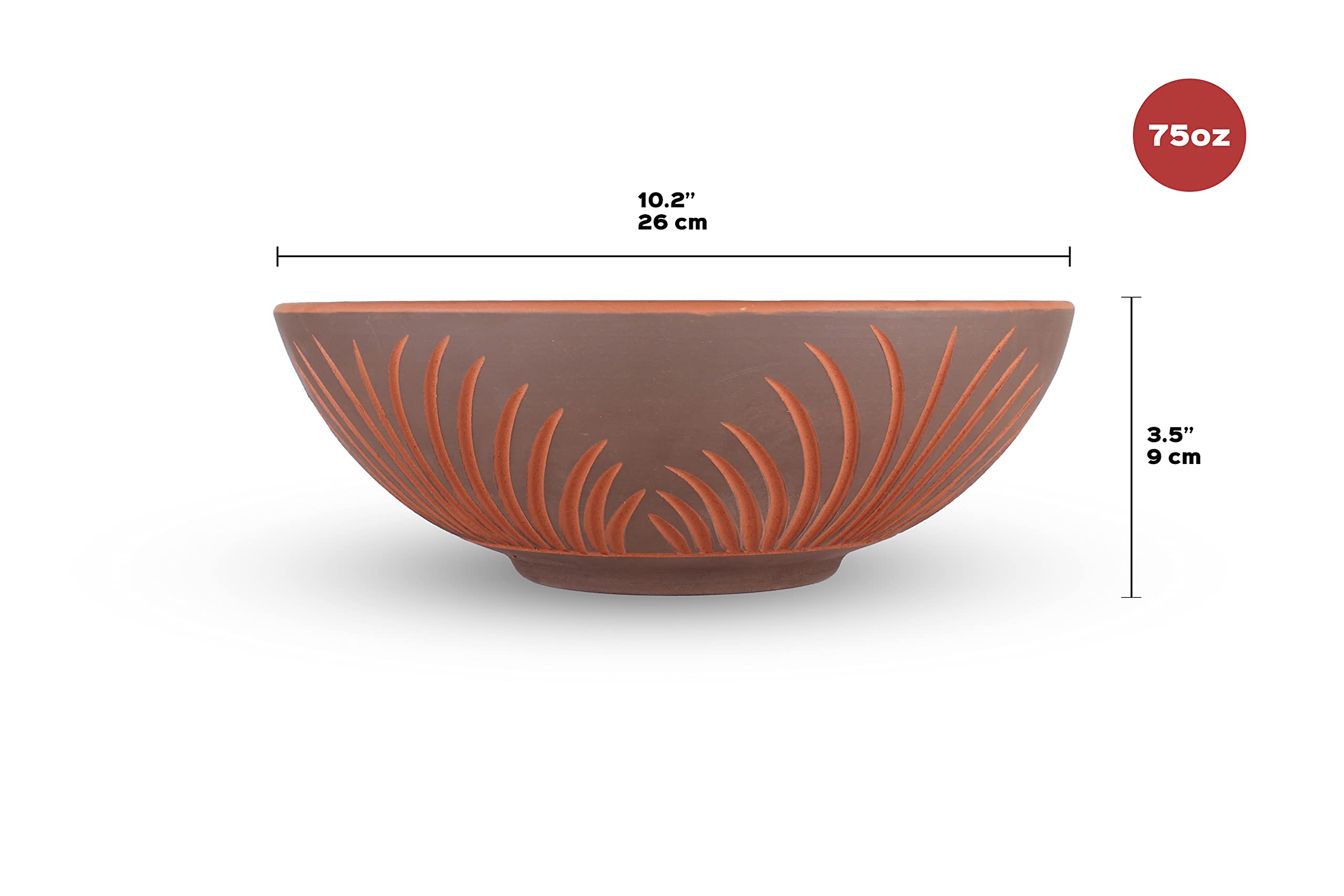 Handmade 10-inch Decorative Rustic Terracotta Bowl: Unique Gift! Ideal for Serving Fruit, Salad, Snacks, and Decorating. Leaf-Blue