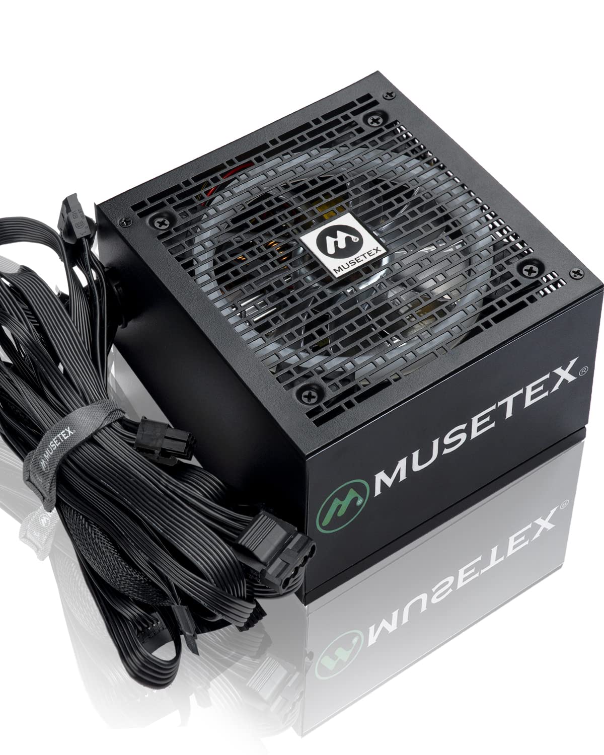 MUSETEX Power Supply, 650W RGB PC PSU,80+ Bronze Certificated Non Modular ATX Power Supply, Multi Connectors, 120mm Ultra Quiet Cooling Fan, Computer Power Supply, Black(MU650)