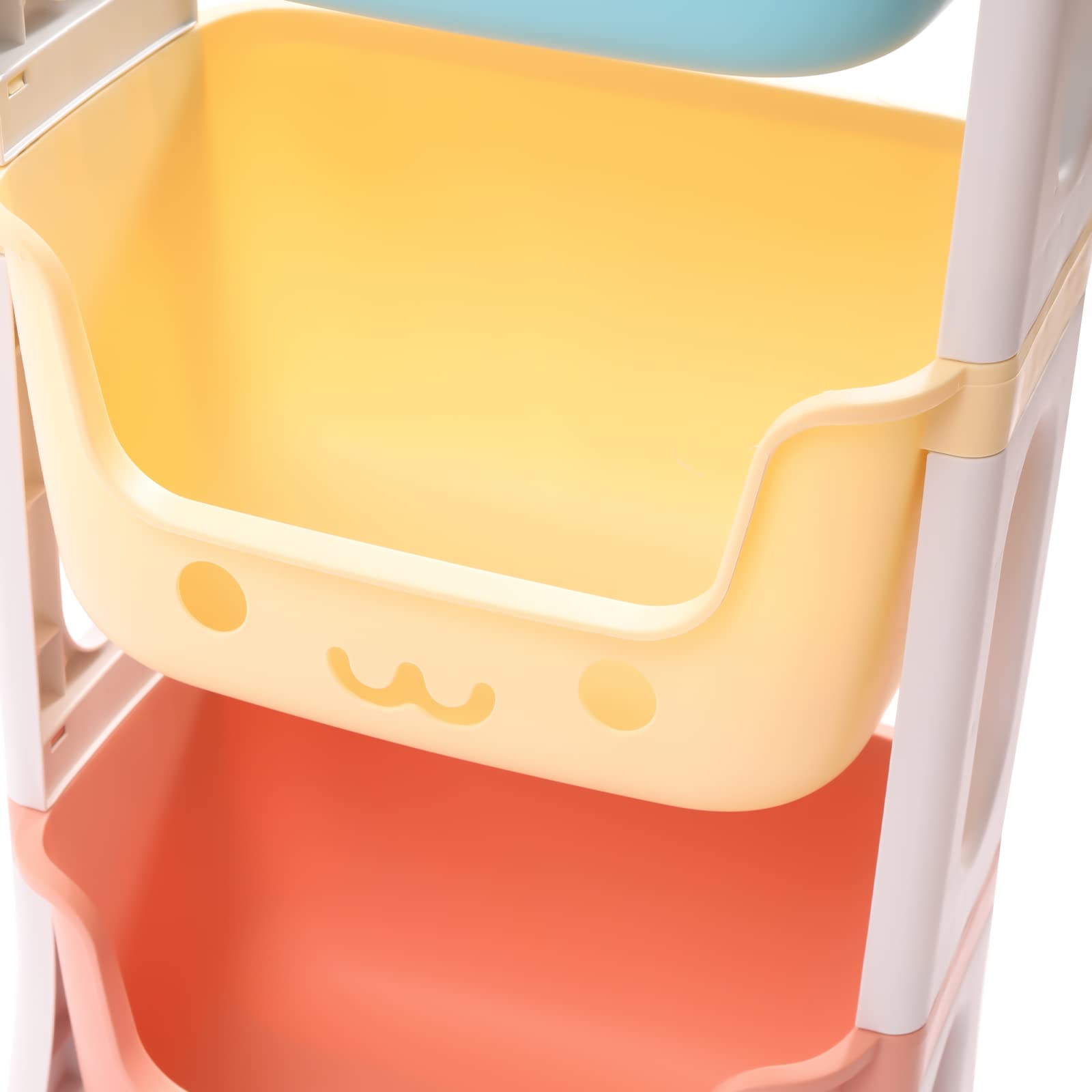 Storage Bins with Fixed Wheels, Three-Layer Toy Storage Cubes Box, Toy Organizer with 3 Toy Stacking Bins, Toy Box Container as Birthday Gift with U-Shaped Opening, Capacity22.04lbs