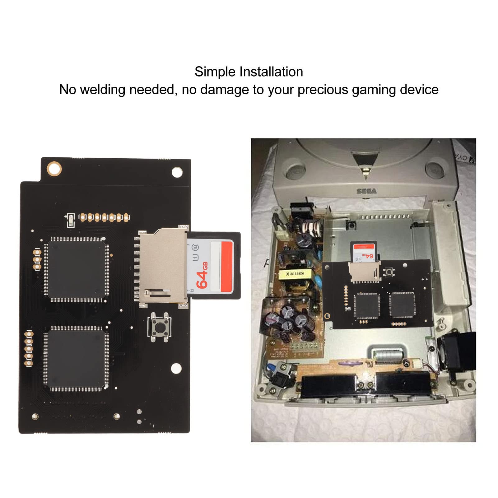 for GDEMU Optical Drive Board, V5.15b Replacement Optical Drive Simulation Board for Sega Dreamcast Game Console VA1 Host, with 64GB SD Card, Easy to Install