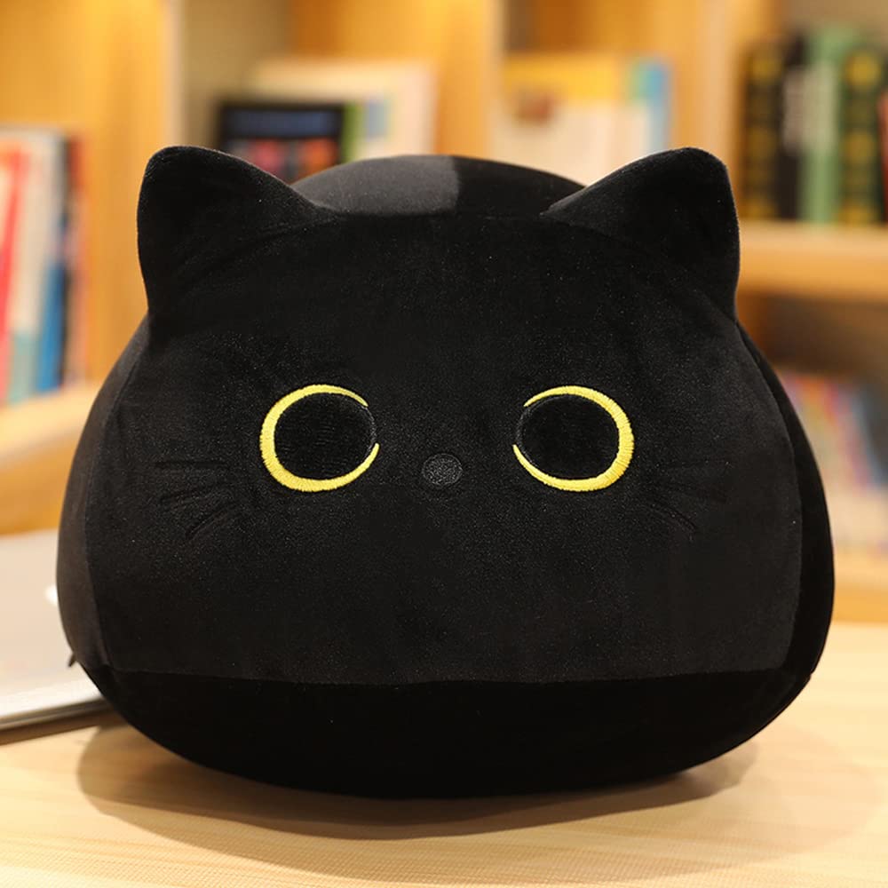 SecretCastle Black Cat Plush Toy Pillow Soft Plush Doll Cat Plushie Cat Pillow,Stuffed Animal Lifelike Toys (7.8‘’/20 cm)