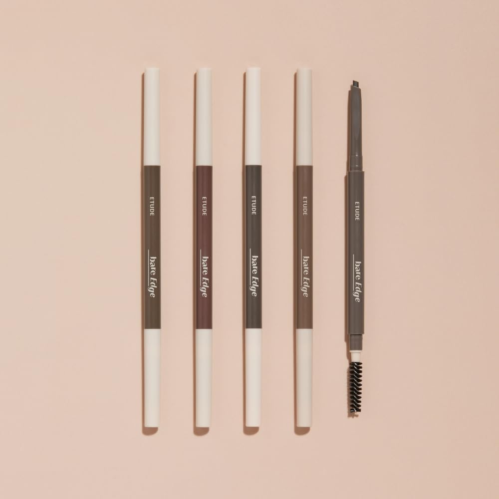 ETUDE Bare Edge Brow Pencil 03 Grey Brown | A hexagon-shaped slim brush that delicately coats every strand of eyelashes | Brow Mascara | Zero Clump & No Bushy Brows