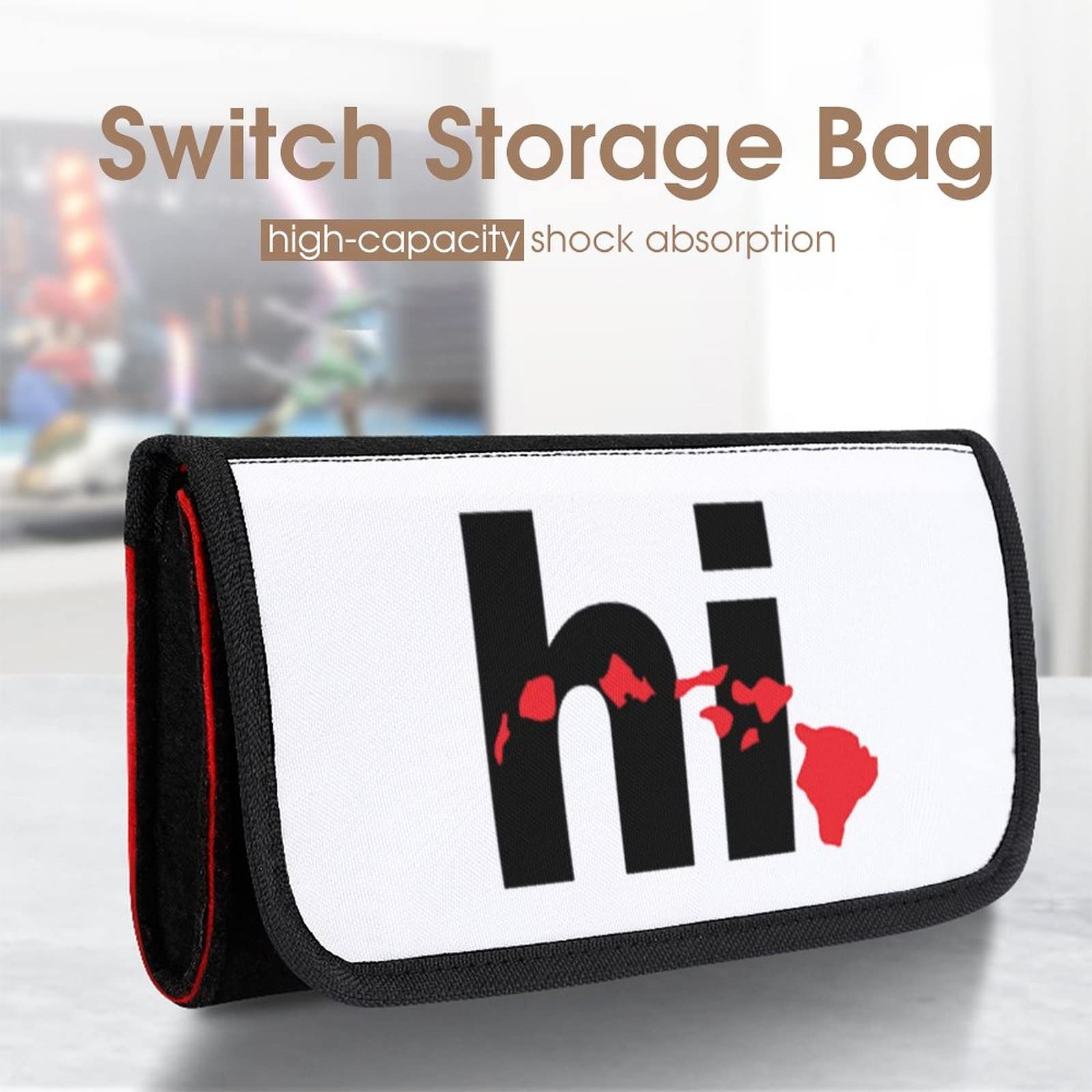 Hi Hawaiian Islands Carrying Bag Compatible with Switch Protective Case Slim Felt Pouch with 5 Game Cartridges Holders