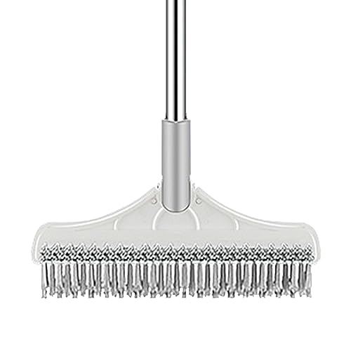 Plastic Two Sided Floor Brush Scrubber Suitable for Bathroom Tile Floors Garage Cleaning (White Gray)