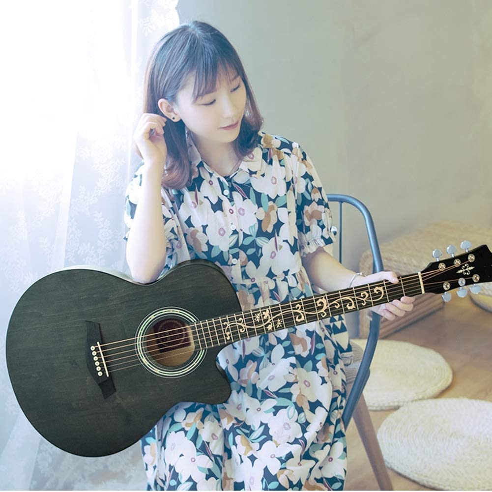Guitar Kit, String Instrument Electronic Guitar Acoustic Guitar, Adult Classical Guitar Handmade Ballad Musical Instrument Spruce Metal String Adjustable Sound Quality Beginner (Color : Green#b, Siz