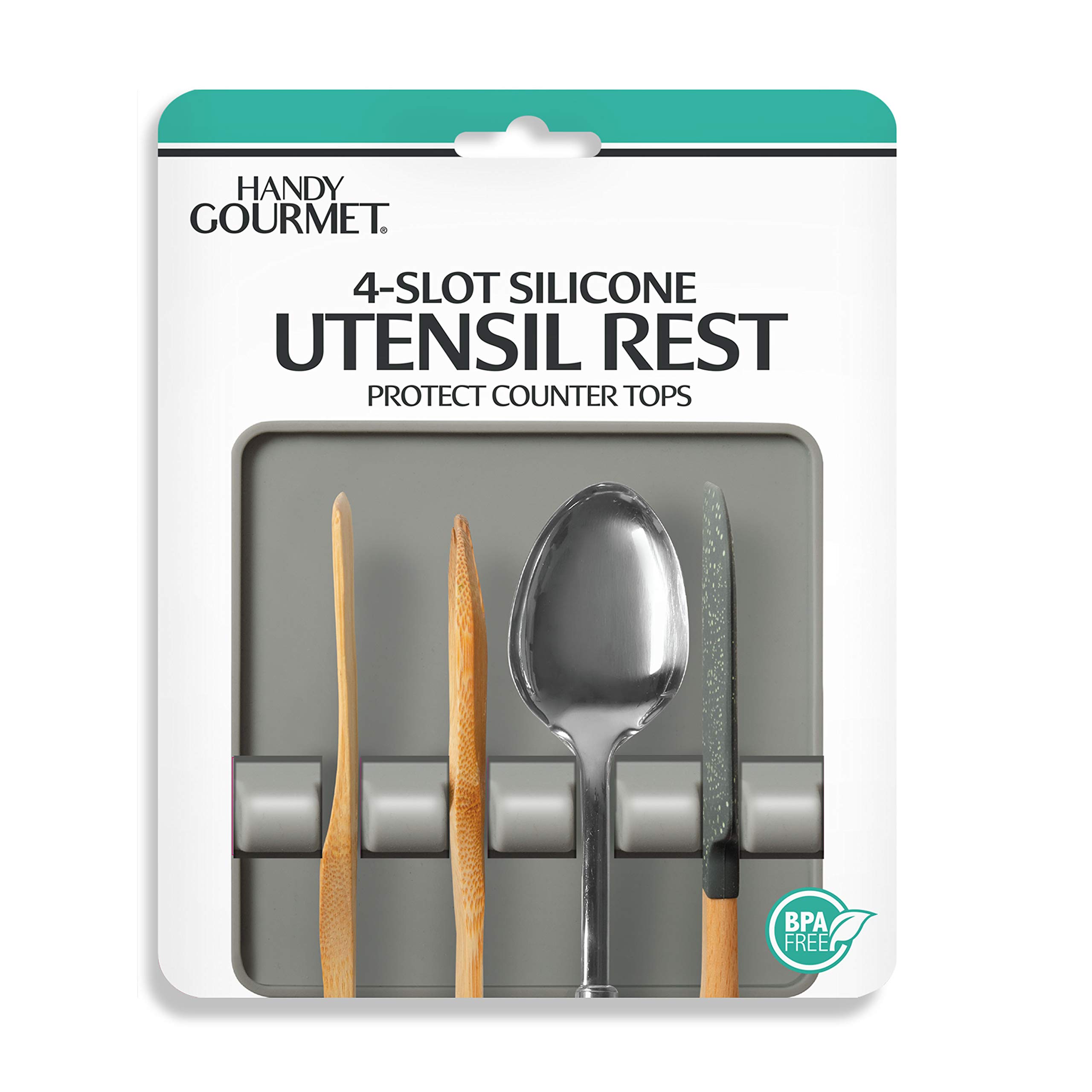 Handy Gourmet 4-Slot Silicone Utensil Rest Drip Pad for Stovetop