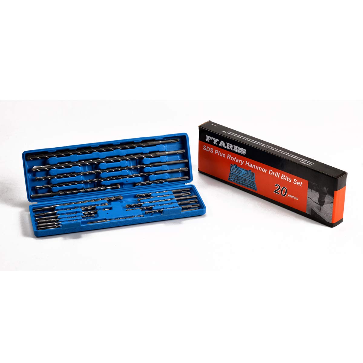 FYARES 20PCS Plus Rotary Hammer Drill Bits, Concrete Masonry Hole Tool,SDS+ YG8C Carbide Tip,for Steel/Copper/Aluminum Alloy
