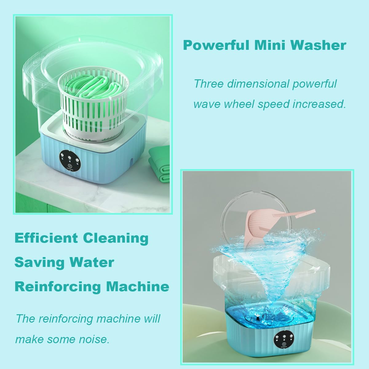 Portable Washing Machine, Foldable Mini Washing Machine, Small Washing Machine for Underwear, Baby Clothes, or Small Items, Suitable for Apartments, Dormitories, Camping, Travel (6 Liters),Blue