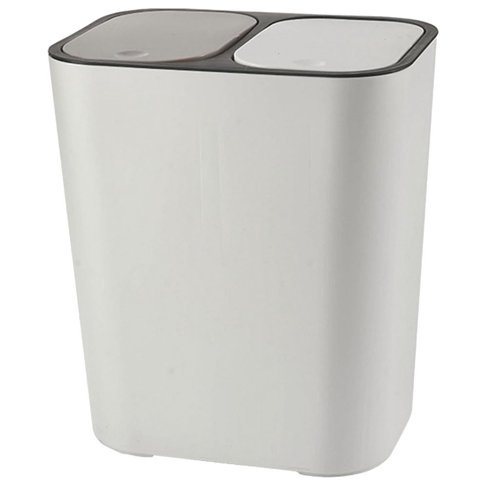 MAGICLULU Dual Trash Can Dry and Wet Separation Trash Can Plastic Garbage Can with Lid Kitchen Sorting Trash Can 2 Compartments Garbage Waste Can Dustbin Rubbish Box 15L