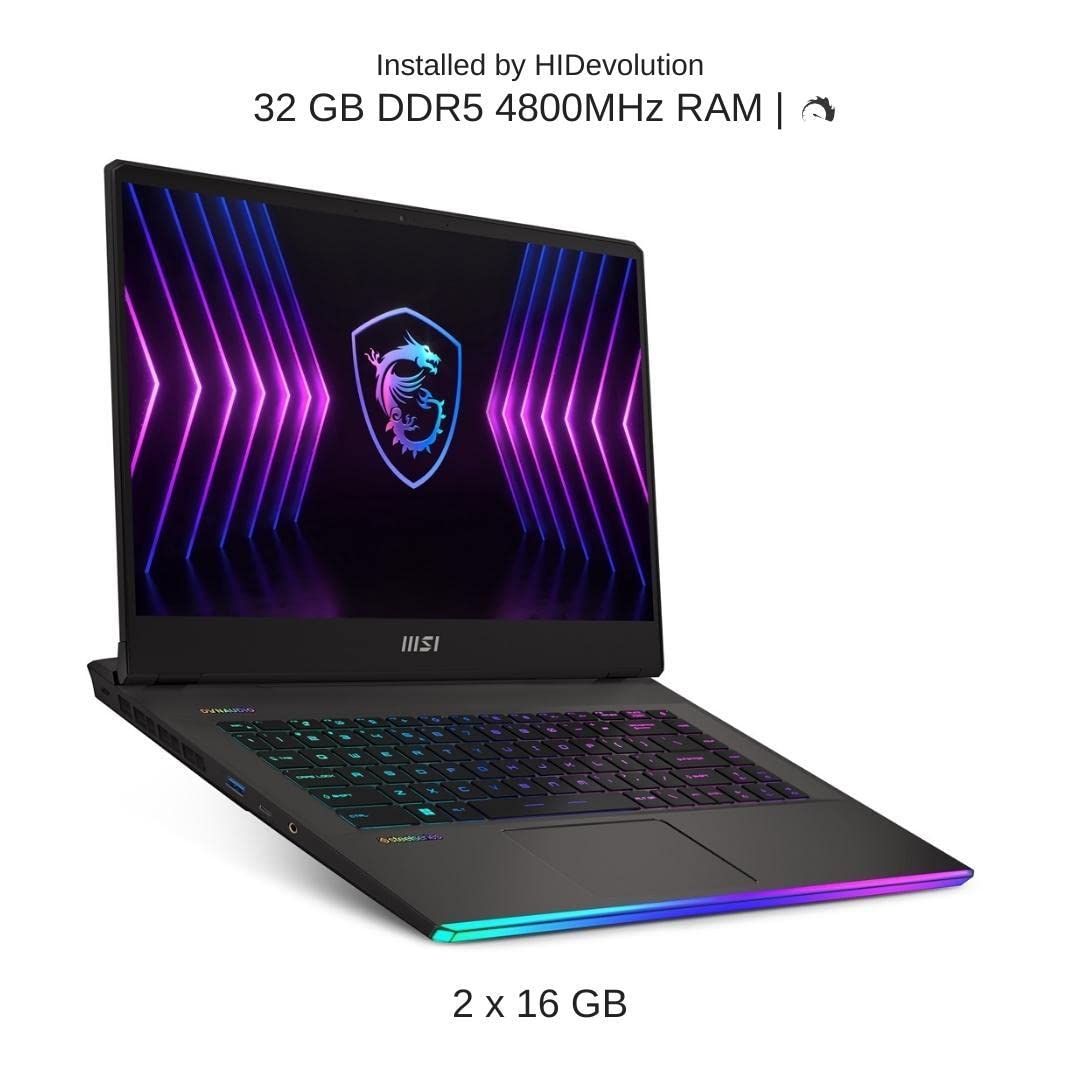 HIDevolution MSI Raider GE67HX 12UGS 15.6" OLED QHD 240Hz, 1.5 GHz i7-12800HX, RTX 3070 Ti, 32 GB 4800MHz RAM, 1 TB PCIe SSD, Windows 11 Pro