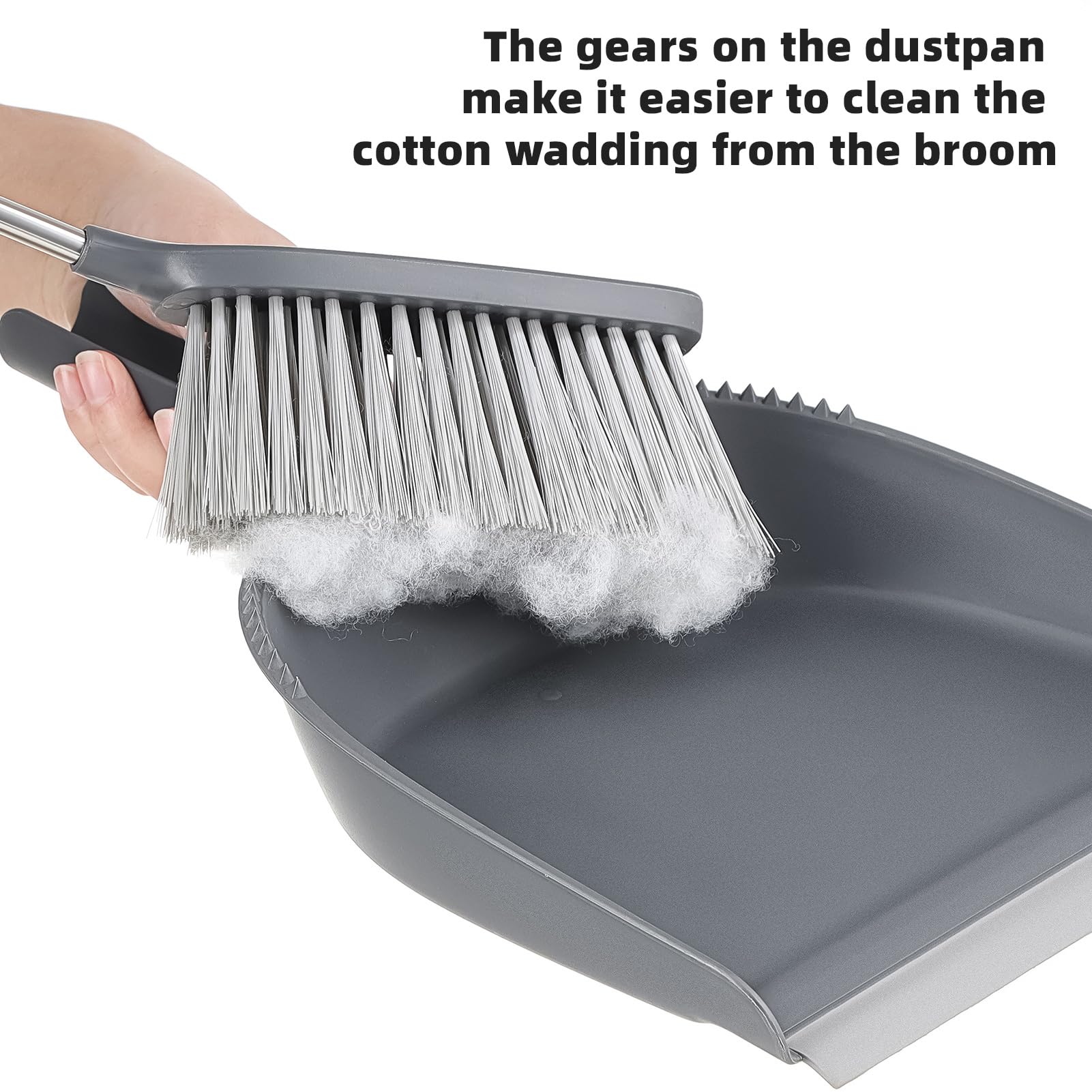 SUBEKYU Dustpan and Brush Set with Stainless Steel Handle, Hand Mini Broom and Dustpan Set, Small Broom and Dustpan Set for Kitchen/Desktops/Bedroom, Dark Gray, 1 Set