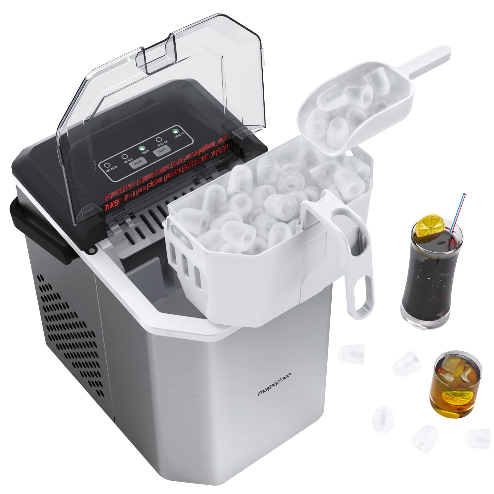 magicplux Ice Makers Countertop, Ice Machine with Carry Handle, 9 Cubes in 6 Mins, 26.5 lbs per Day, Self-Cleaning Portable Ice Maker for Home/Kitchen/Office/Party/RV