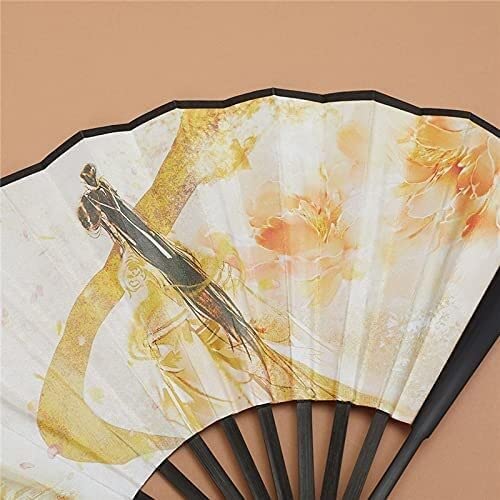HALAHAI Folding Fan Hanfu Bamboo Folding Fan, Foldable Ancient, Hand Foldable Fan, 2 Printed Sides, Cosplay Costume Fan Hand Fan (Color : 26cm, Size : Folding fan)