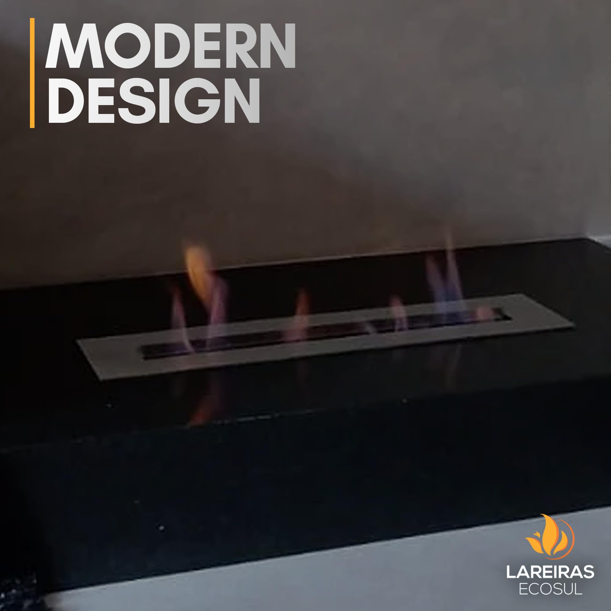 Ecologic Burner Fireplace - Alcohol or Ethanol - Complete, with Burner - Intensity Regulator, Stainless Steel - Built-in Indoor or Outdoor LAREIRAS ECOSUL - 39.37 in