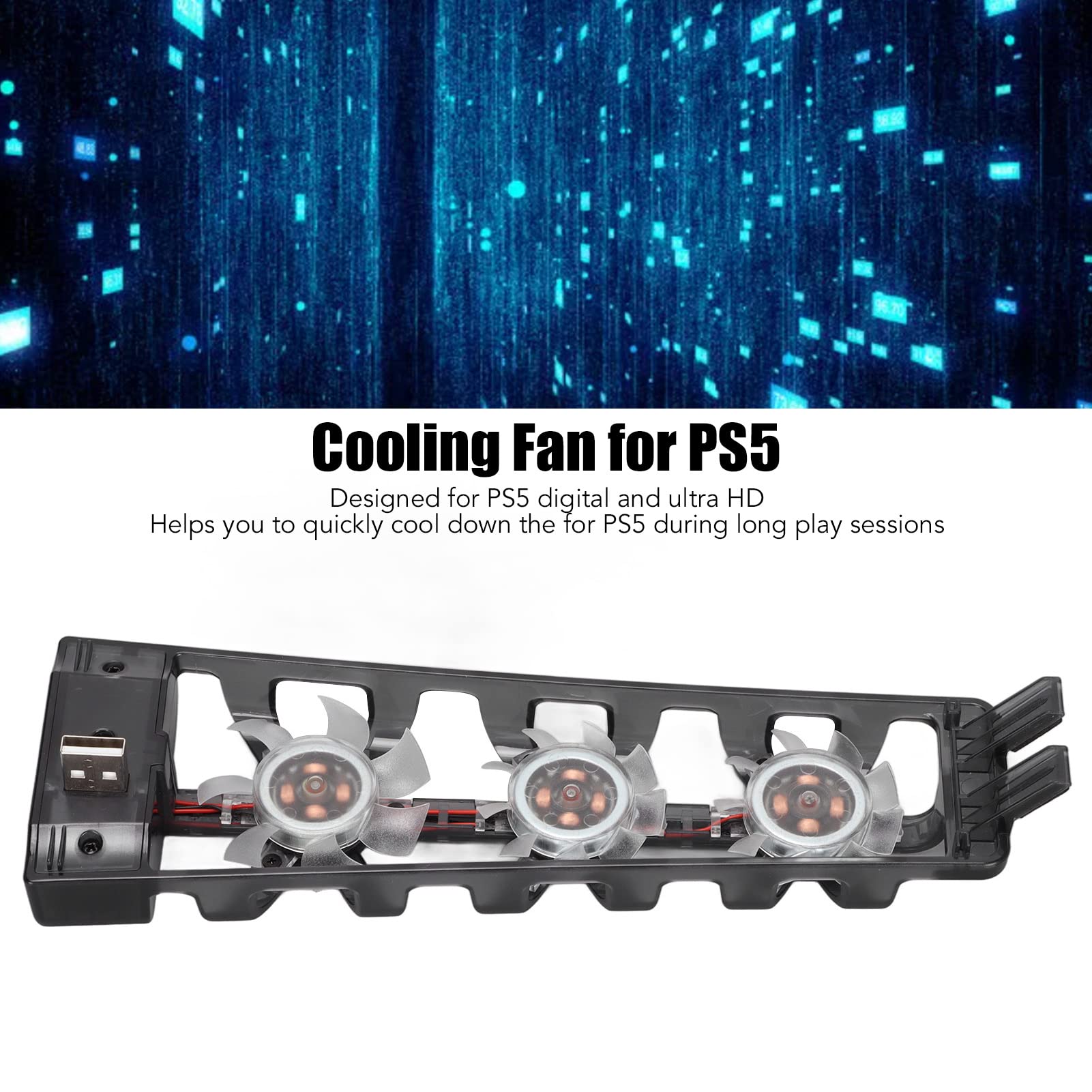 KOSDFOGE Game Console Cooling Fan Low Noise Built in 3 Fans Game Temperature Cooler Fan Efficient Cooling System, Horizontal Compatible Stand for PS5 Discs Edition and Digital Edition