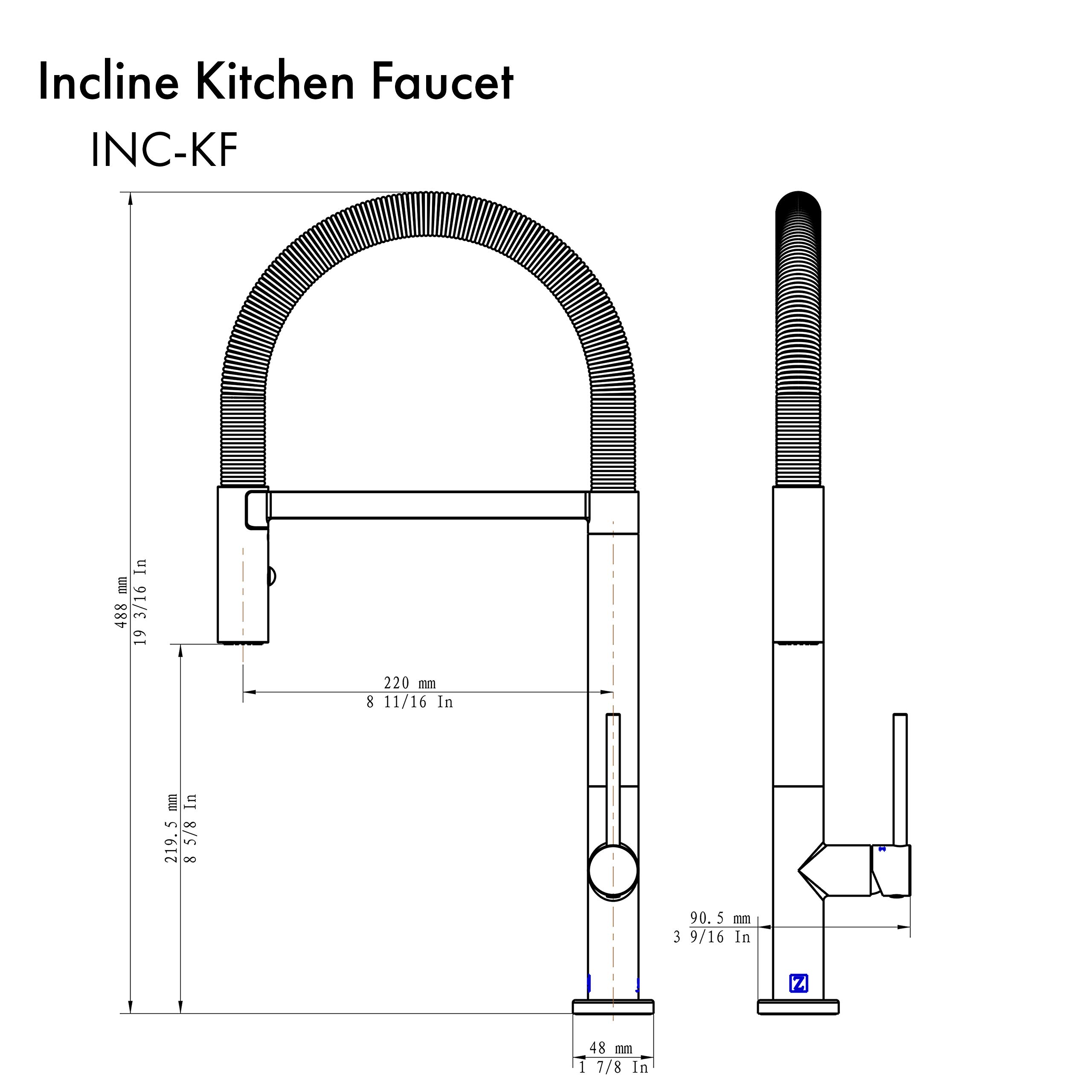 ZLINE Autograph Edition Incline Kitchen Faucet in Polished Gold (INC-KF-PG)