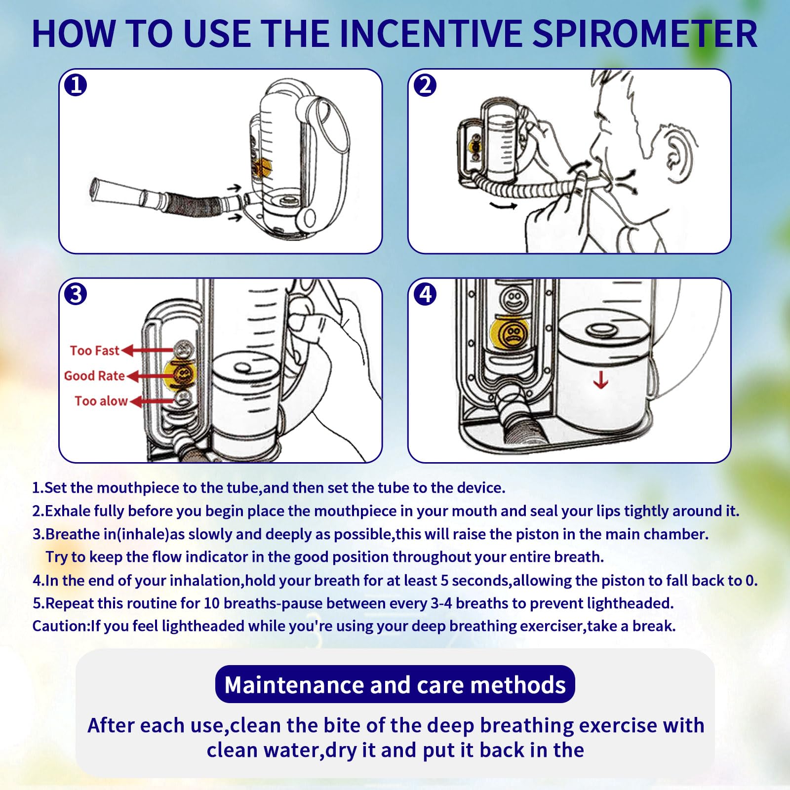 Incentive Spirometer for Adult Breathing Exercise Device for Lungs Respiratory Strengthener Device -5000ml Volume