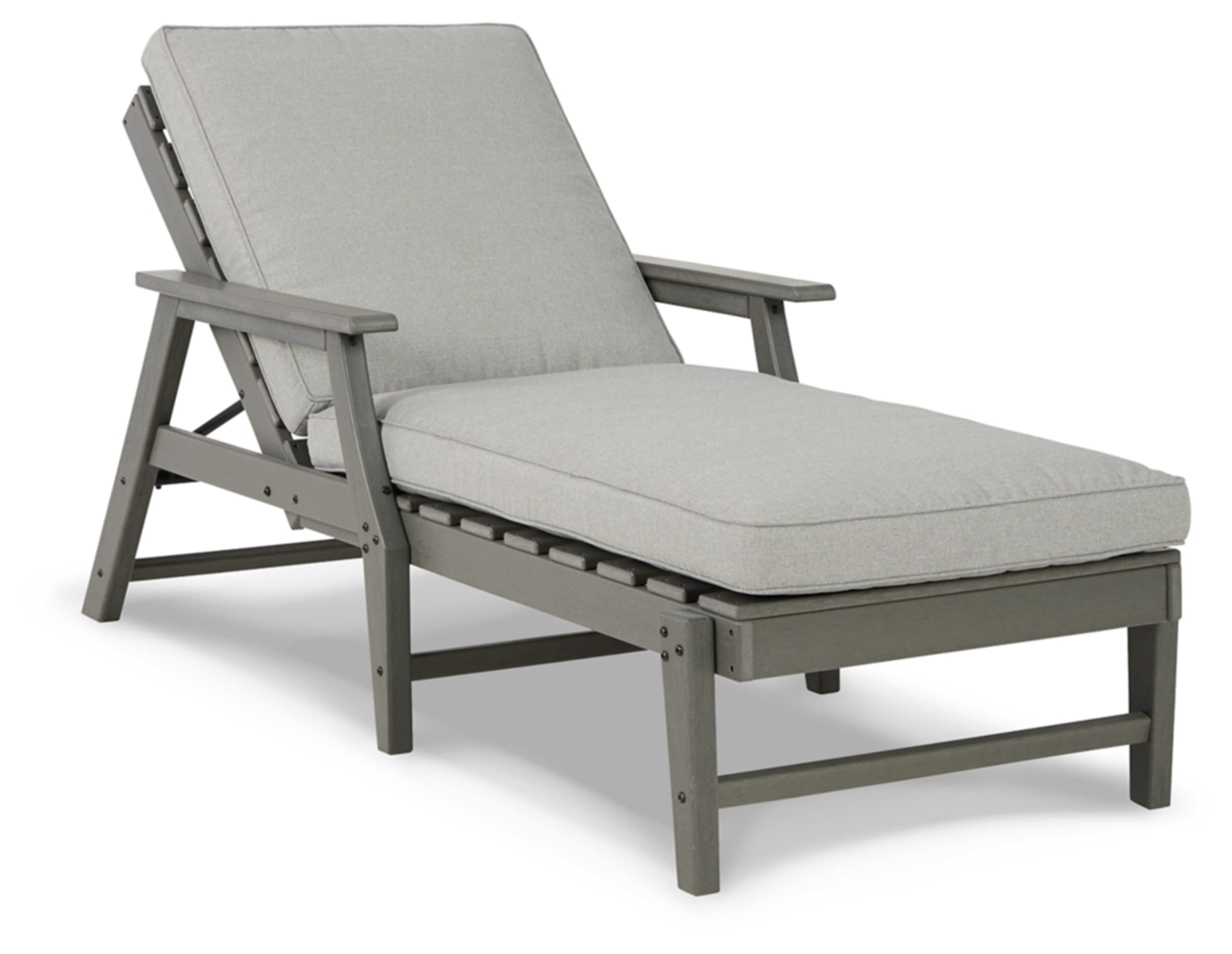 Signature Design by Ashley Visola Contemporary Outdoor Cushioned Chaise Lounge with Adjustable Backrest, Gray