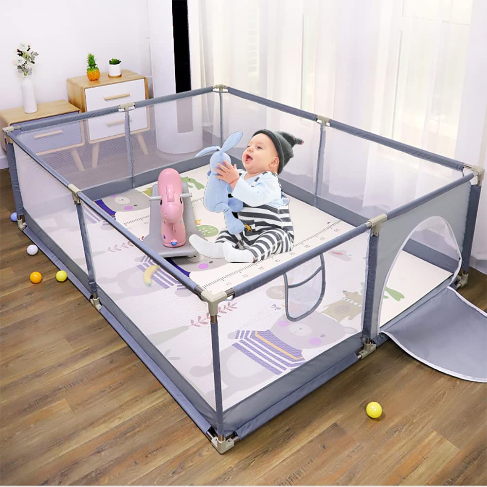 YUNGU Baby Playpen , Playpens for Babies , Infant Playard with Gates ,Indoor & Outdoor Kids Activity Center,Sturdy Baby Fence Play Area for Babies, Toddlers, Infants 71*60*26 Inch
