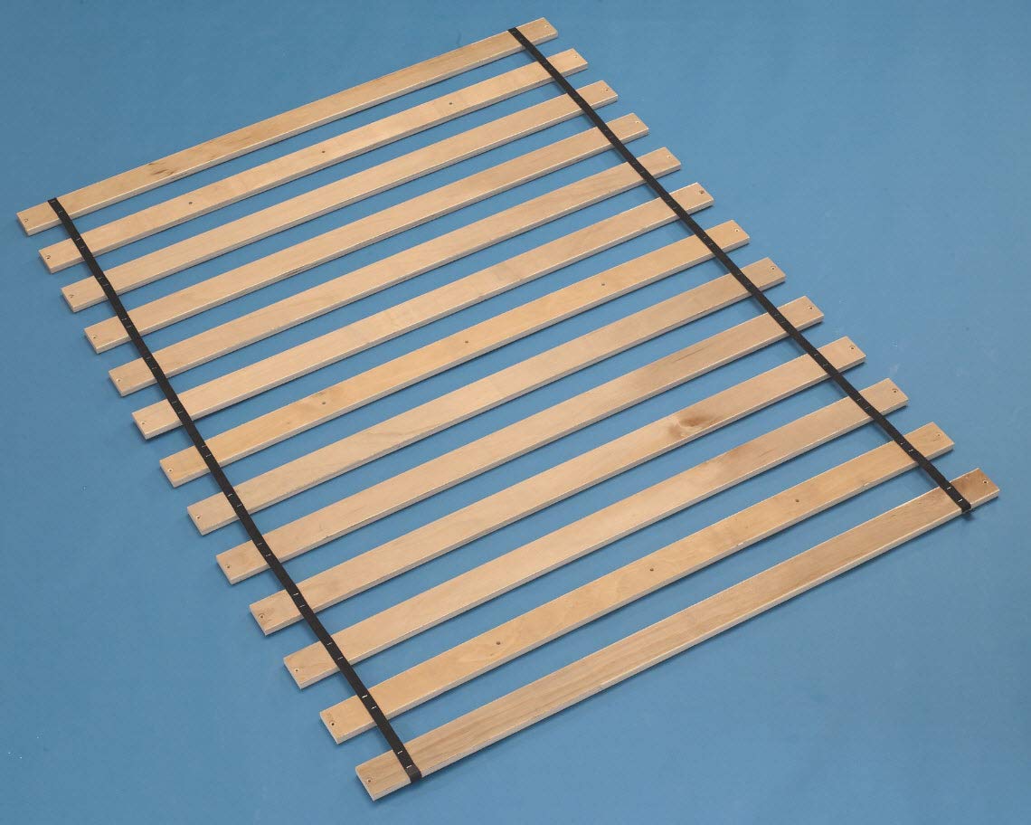 Signature Design by Ashley Wooden Mattress Support Bunkie Board Roll Slat with Nylon Cord, Queen, Beige