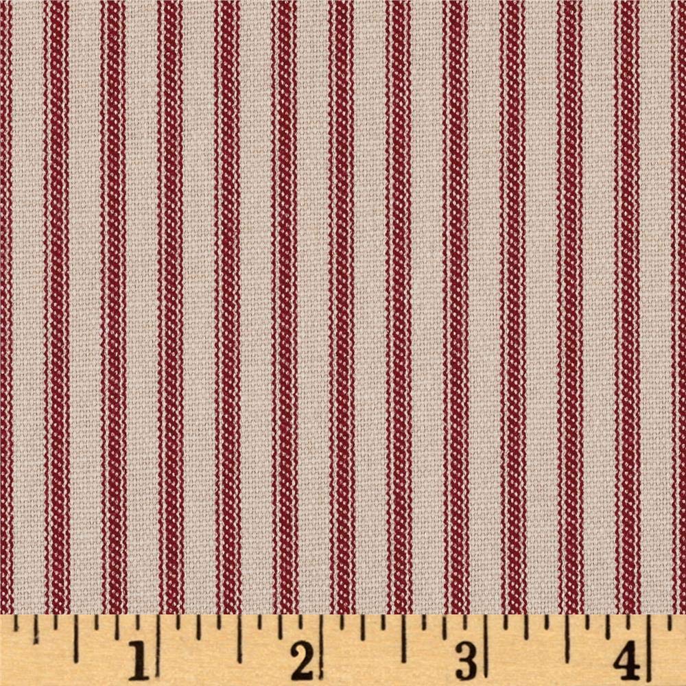 Magnolia Home Fashions Berlin Ticking Stripe, Yard, Red