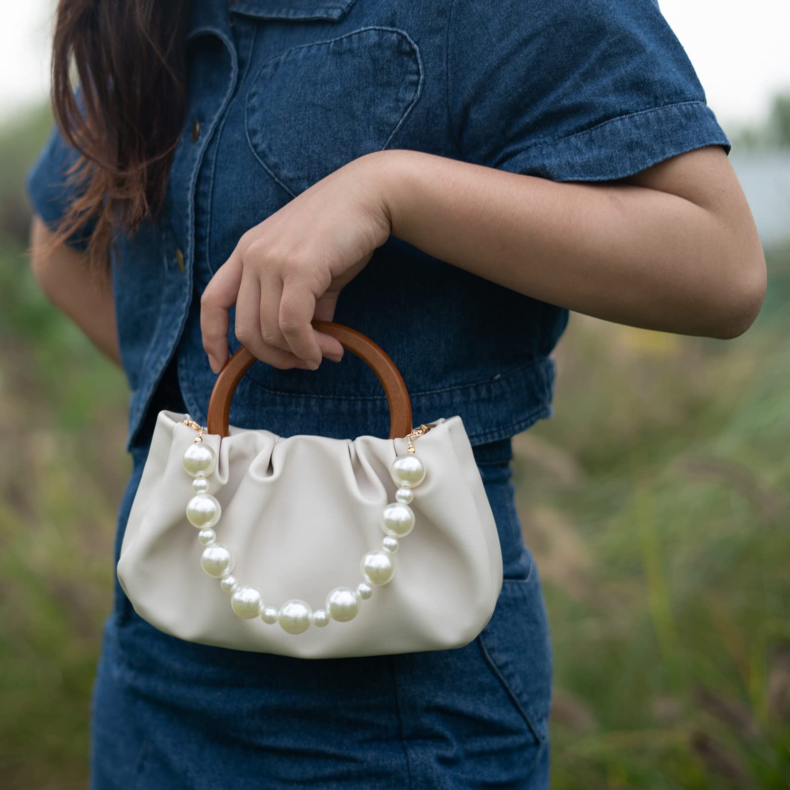 HEYCUE Women's Chic Fashion Clutch Purse Soft Pleated Leather Crossbody Bag Small Dumpling Top-Handle Bag