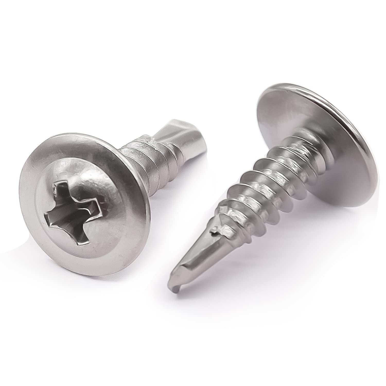 mxuteuk 100PCS #8 Self Tapping Screws for Metal Self Drilling Screw 410 Stainless Steel Modified Truss Head Sheet Metal Screws (Length 1/2" & 5/8") G022-T