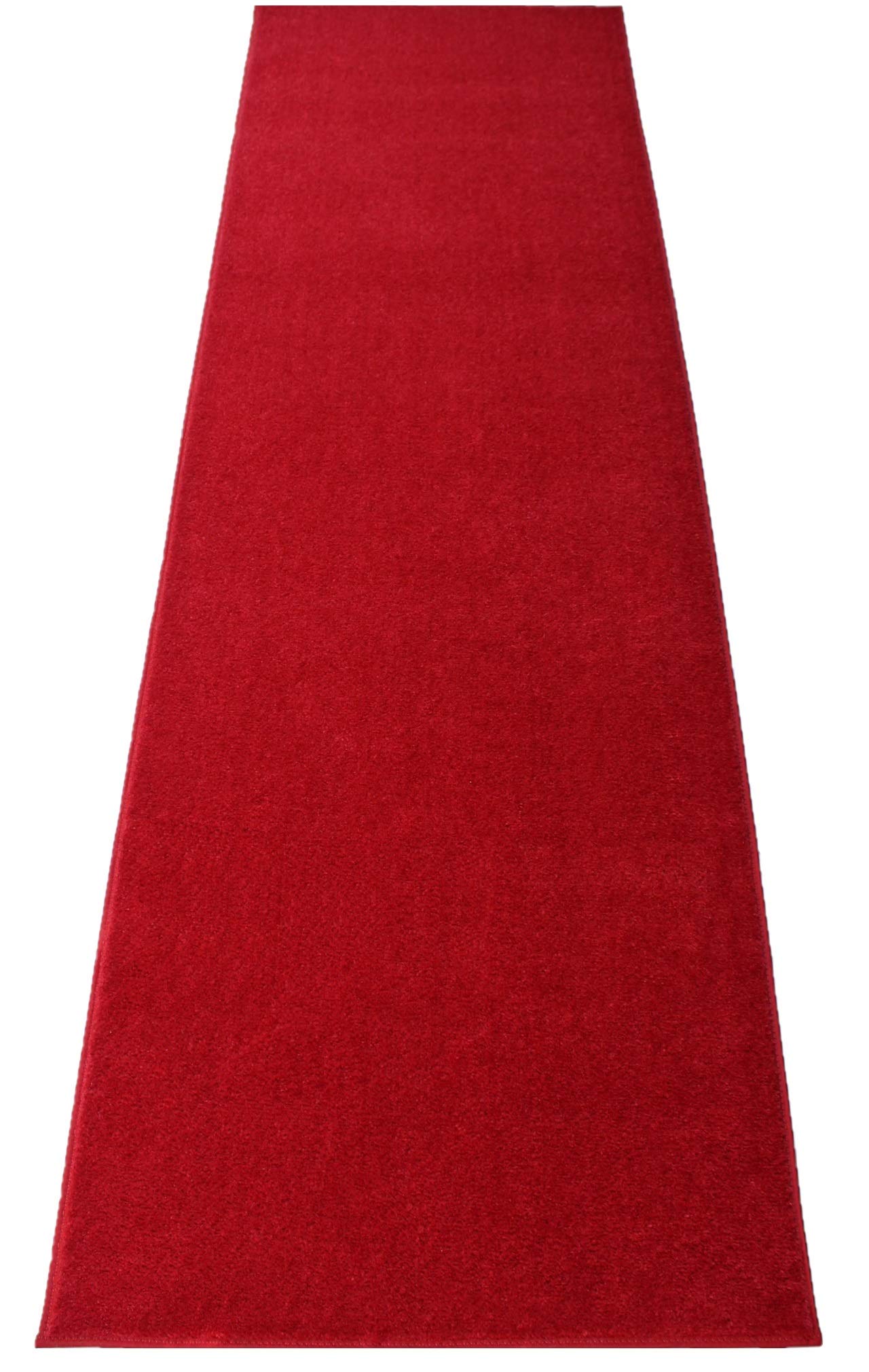 Event Carpet Aisle Runner - Quality Plush Pile Rug with Backing, Binding in Various Sizes (3 X 45 ft, Red)