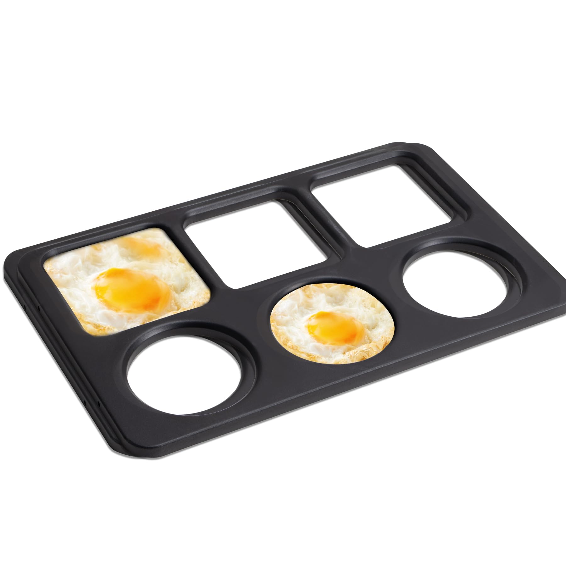SafBbcue 6PCS Griddle Egg Ring Tray- Non Stick Egg Ring Molds,Food Grade Pancake Rings Round and Square Molds Ideal for Cooking Perfectly Shaped Eggs, Pancakes